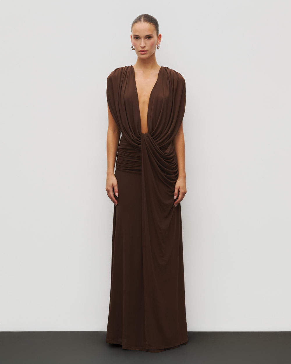 The Plunge Drape Gown - HEIRESS BEVERLY HILLS